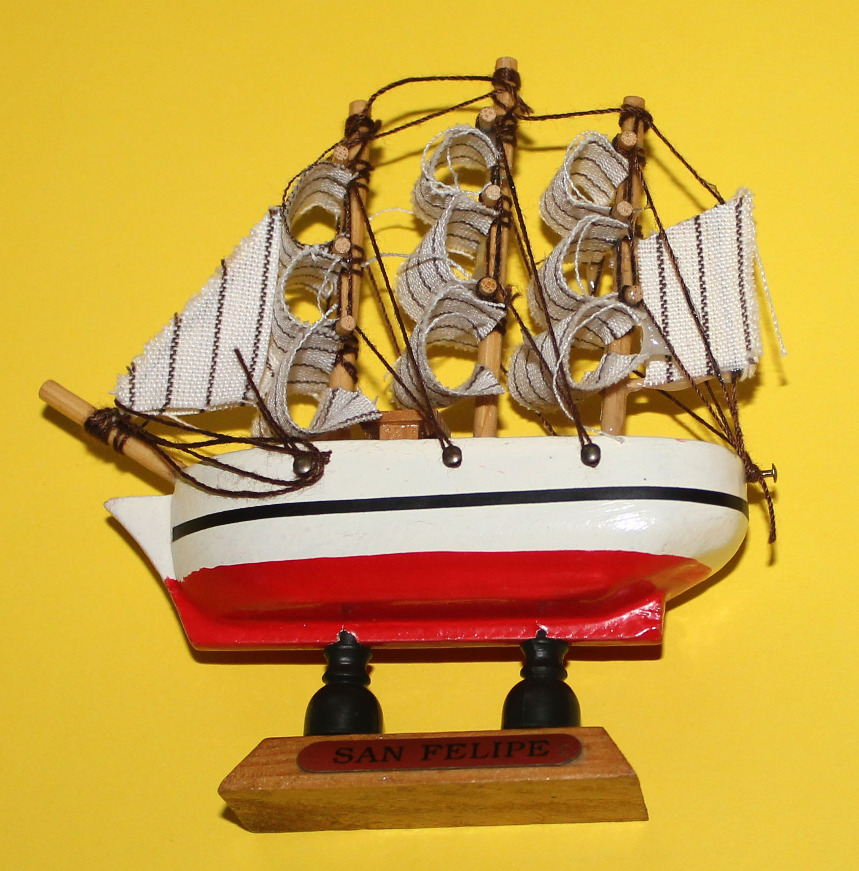 Miniature Wooden Model Ship - Nautical Decor - San Felipe Vintage on Luulla